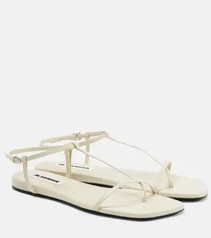 JIL SANDER Leather Thong Sandals - White