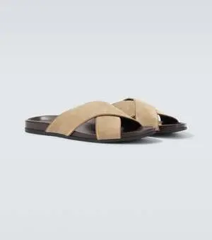 Manolo Blahnik Chiltern Suede Slides - Green