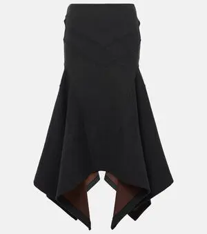 Attico Asymmetric Cotton Midi Skirt