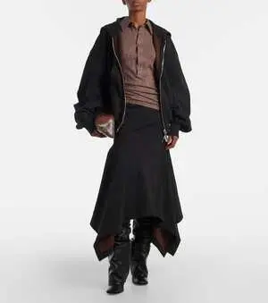 Attico Asymmetric Cotton Midi Skirt