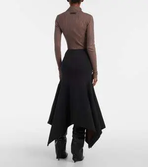 Attico Asymmetric Cotton Midi Skirt