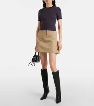COURREGES Belted Polycotton Miniskirt