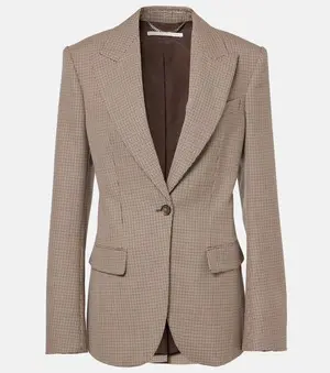 Stella McCartney Checked Virgin Wool Blazer - Neutrals