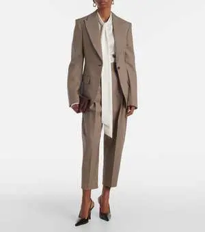 Stella McCartney Checked Virgin Wool Blazer - Neutrals