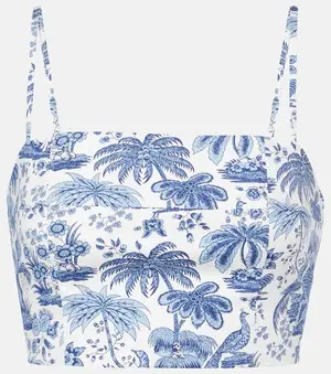 Staud Federico Printed Crop Top - Blue