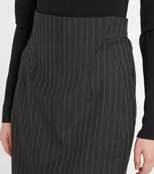 MUGLER Pinstripe Wool-blend Midi Skirt