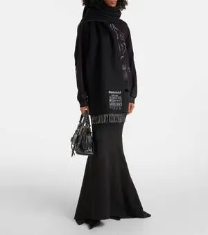 Balenciaga Cashmere And Wool Scarf - Black