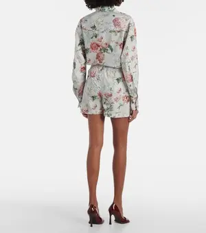 Attico Floral Cotton Poplin Shorts - Multicoloured