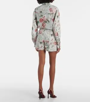 Attico Floral Cotton Poplin Shorts - Multicoloured