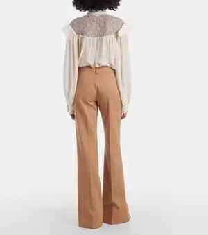 Stella McCartney Low-rise Flared Wool Pants - Beige