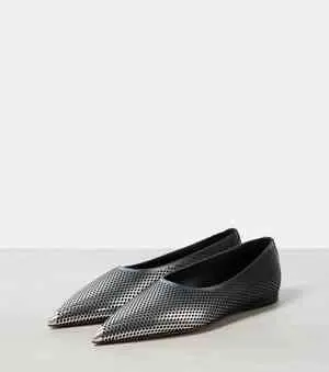 Alaïa Dégradé Fishnet Leather Ballet Flats