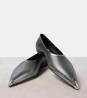 Alaïa Dégradé Fishnet Leather Ballet Flats