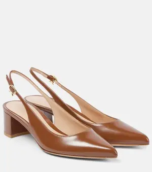 GIANVITO ROSSI 45 Leather Slingback Pumps - Brown