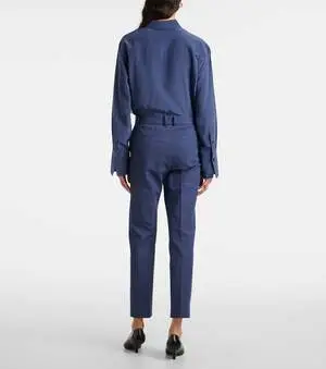 JOSEPH Coleman Cropped Gabardine Slim Pants - Blue