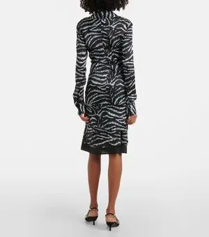 Attico Zebra-print Satin Midi Skirt