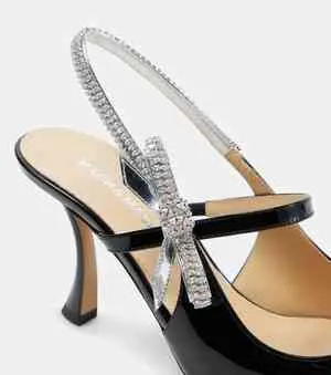 Mach & Mach Crystal Cube Embellished Leather Pumps