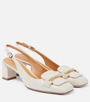 TOD'S Leather Slingback Pumps - White