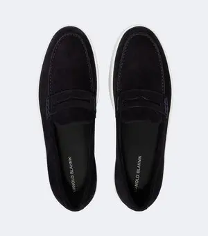Manolo Blahnik Ellis Suede Loafers - Blue