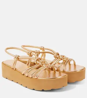 GIANVITO ROSSI Metallic Leather Sandals - Gold