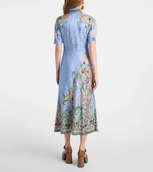 Etro Paisley Satin Midi Dress
