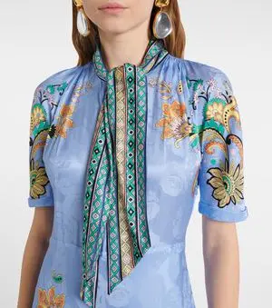 Etro Paisley Satin Midi Dress
