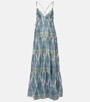 Etro Printed Tiered Maxi Dress - Blue