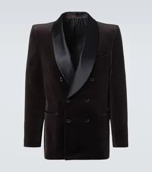 Brunello Cucinelli Cotton Velvet Tuxedo Jacket - Brown