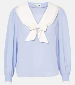 Rixo Eimer Silk Top - Blue