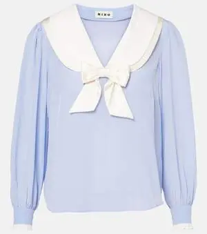 Rixo Eimer Silk Top - Blue