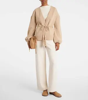 Max Mara Tiberio Belted Virgin Wool Cardigan - Beige