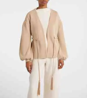 Max Mara Tiberio Belted Virgin Wool Cardigan - Beige