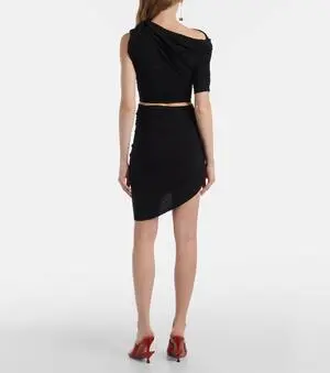 Jacquemus Drapeado Jersey Miniskirt - Black