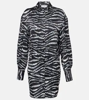Attico Silvye Zebra-print Shirt Dress - Black