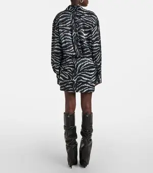 Attico Silvye Zebra-print Shirt Dress - Black