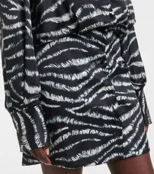 Attico Silvye Zebra-print Shirt Dress - Black