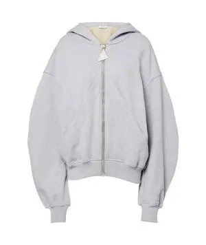 Attico Logo Cotton Fleece Hoodie Grey