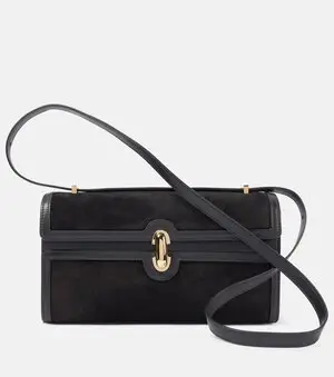 Savette Symmetry 26 Leather-trimmed Suede Shoulder Bag - Black