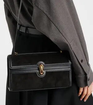 Savette Symmetry 26 Leather-trimmed Suede Shoulder Bag - Black