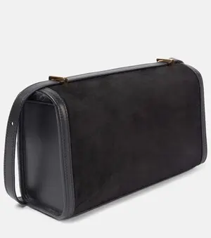 Savette Symmetry 26 Leather-trimmed Suede Shoulder Bag - Black