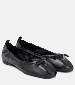 Hogan H684 Leather Ballet Flats - Black