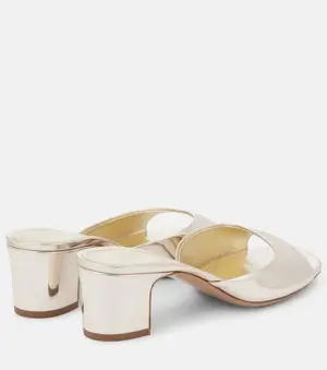 Paris Texas Lara 50 Metallic Leather Mules - Gold