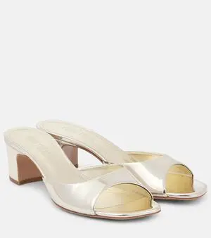 Paris Texas Lara 50 Metallic Leather Mules - Gold