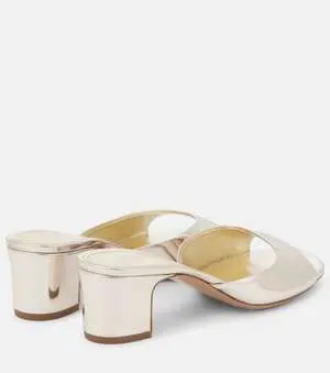 Paris Texas Lara 50 Metallic Leather Mules - Gold