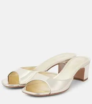 Paris Texas Lara 50 Metallic Leather Mules - Gold