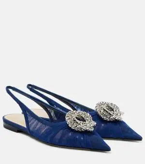Mach & Mach Galaxy Embellished Slingback Flats - Blue