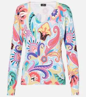 Etro Paisley Silk-blend Sweater - Blue