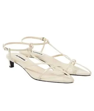 JIL SANDER 35 Leather Sandals - White