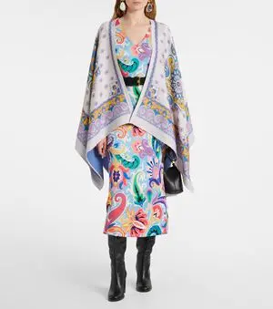 Etro Paisley Wool-blend Cape - Multicoloured