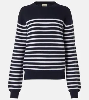 Khaite Viola Striped Cashmere-blend Sweater - Blue