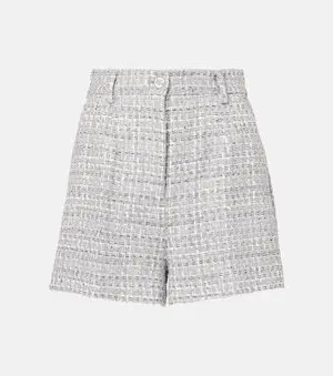 Dolce & Gabbana Quadri-check-tartan Tweed Shorts - Grey